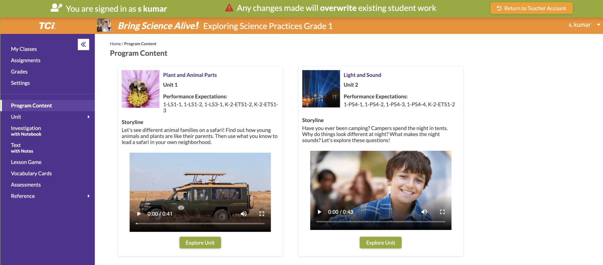 New! Sign In as a Student Feature | TCI