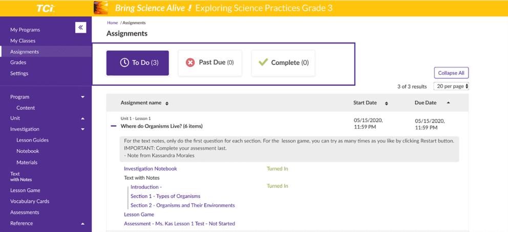 New! Student Assignment Filters | TCI